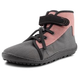 Barfu&szlig;schuh Leguano "LEGUANITO SCIPPO", M&auml;dchen, Gr. 32, dunkelgrau, rosa, Textil, Schuhe Barfu&szlig;schuh, Schn&uuml;rschuh, Klettschuh, Bequemschuh, f&uuml;r Maschinenw&auml;sche geeignet