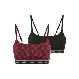 Bralette HUGO UNDERWEAR "TWIN BRALETTE DESIGN", Damen, Gr. XS, N-Gr, open rot 641, Jersey, Obermaterial: 95% Baumwolle, 5% Elasthan, BHs Bralette, ohne Verschluss, ohne Polsterung