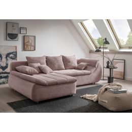 Ecksofa Home Affaire "Imola, bequem, aktuelle Steppung im Sitz, L-Form, Breite 270cm", rosa, B:270cm H:90cm T:170cm, Microfaser PRIMABELLE (100% Polyester) / Struktur (82% Polyester, 9% Viscose, 7% Baumwolle, 2% Nylon);Kunstleder SOFTLUX / Struktur (82% Polyester, 9% Viscose, 7% Baumwolle, 2% Nylon), Sofas, Ecksofa, wahlweise mit Bettfunktion