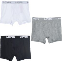 Boxershorts LEVI'S KIDS "BOXER BRIEF", Jungen, Gr. M (140/152), 3 Stk., schwarz-wei&szlig; (schwarz, grau, meliert, wei&szlig;), Obermaterial: 95% Baumwolle, 5% Elasthan, eng, Unterhosen Boxershorts, for BOYS