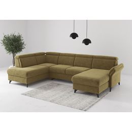 Sit & More Wohnlandschaft SIT & MORE "Glendale, U-Form", olive, B:321cm H:84cm T:193cm, 100% Polyester, Sofas, Wohnlandschaft, inkl. Kopfteilverstellung,wahlweise mit Vorziehsitz und Bettkasten
