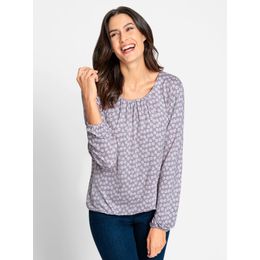 Print-Shirt Inspirationen "Shirt", Damen, Gr. 36, lila (grau, mauve, bedruckt), 95% Viskose, 5% Elasthan, bedruckt, gebl&uuml;mt, gemustert, mehrfarbig, Rundhals, Shirts Print-Shirt