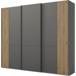 Schwebet&uuml;renschrank Musterring "Isabelle", grau (graphit, dekor), B:278,9cm H:236cm T:67cm, Hartfaserplatte, Holzwerkstoff, Schr&auml;nke, Schwebet&uuml;renschrank, T&uuml;ren mit Lamellenoptik, verschiedene Gr&ouml;&szlig;en und Farben, H&ouml;he 236cm