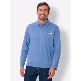 Poloshirt CLASSIC "Langarm-Poloshirt", Herren, Gr. 56/58, blau (mittelblau), 100% Baumwolle, Webware:100% Baumwolle, unifarben, Shirts Poloshirt