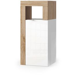 Unterschrank Welltime "Hamburg H&ouml;he 78 cm, Breite 35 cm, Badkommode mit 1 T&uuml;r", braun (wei&szlig;, eiche cadiz nb), B:35cm H:78cm T:35cm, Holzwerkstoff, Schr&auml;nke, Unterschrank, Badezimmerschrank, dekorativer Rahmen, offenes Fach, Metallgriff
