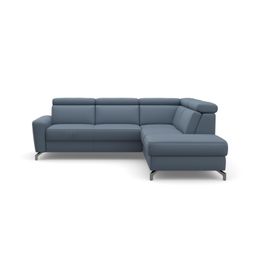 Sit & More Ecksofa SIT & MORE "Scarlett L-Form", blau (hellblau), B:258cm T:226cm, Sofas, Ecksofa, inklusive Kopfteilverstellung, wahlweise mit Bettfunktion, Bettkasten