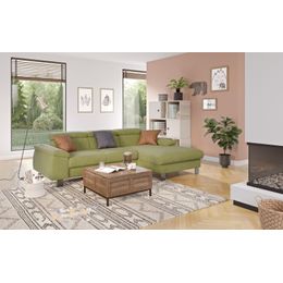 Ecksofa COTTA "Komaris L-Form, B: 244 cm", gr&uuml;n (grass), B:244cm H:72cm T:166cm, 94% POLYESTER (PES) 6%POLYAMID (PA), Sofas, Ecksofa, mit Kopfteilverstellung, optional Bettfunktion, Bettkasten & Licht