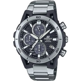 Chronograph CASIO EDIFICE, silber (edelstahlfarben, schwarz), Armbanduhren, Herren, Chronograph, Armbanduhr, Solar, Herrenuhr, Edelstahlarmband, analog, Tag