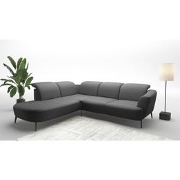 Sit & More Ecksofa SIT & MORE "Zoe", grau (dunkelgrau), B:300cm H:87cm T:267cm, 95% Polyester, 5% Polyamid, Sofas, Ecksofa, ink.Sitztiefenverstellung, wahlweise mit Kopfteilverstellung