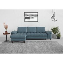 Sit & More Ecksofa SIT & MORE "Westham L-Form", bunt (graublau), B:275cm H:88cm T:172cm, 100% Polyester, Sofas, Ecksofa, Recamiere, mit oder ohne Bettfunktion, Bettkasten, F&uuml;&szlig;e wengefarben