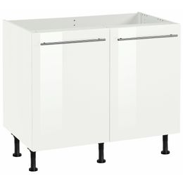 Sp&uuml;lenschrank Optifit "Bern", wei&szlig; (wei&szlig; hochglanz, wei&szlig;), B:100cm H:87cm T:34,9cm, Schr&auml;nke, Sp&uuml;lenschrank, 100 cm breit, mit 2 T&uuml;ren, h&ouml;henverstellbare F&uuml;&szlig;e, mit Metallgriffen