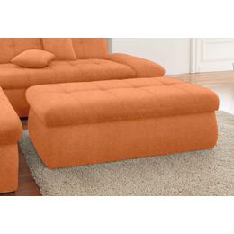 Hocker DOMO collection "NMoric", orange (terrakotta), B:136cm H:43cm T:64cm, Chenille (85% Polyester, 15% Acryl);Luxus-Microfaser (100% Polyester);Struktur ( 100% Polyester);Microfaser PRIMABELLE (100% Polyester), Hocker, Hocker, mit Stauraumfach, auch in Cord