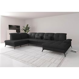 Sit & More Wohnlandschaft SIT & MORE "Amica, U-Form, inkl. Sitztiefenverstellung und Armteilverstellung", schwarz, B:357cm H:90cm T:231cm, Sofas, Wohnlandschaft, wahlweise mit Kopfteilverstellung, Bettfunktion und Bettkasten