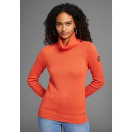 Rollkragenpullover Kangaroos, Damen, Gr. 48/50, orange (orange, meliert), Strick, Obermaterial: 60% Baumwolle, 40% Polyacryl, figurbetont h&uuml;ftbedeckend, Rippb&uuml;ndchen, Pullover Rollkragenpullover, mit Schalkragen, Langarm, Warm & Kuschelig