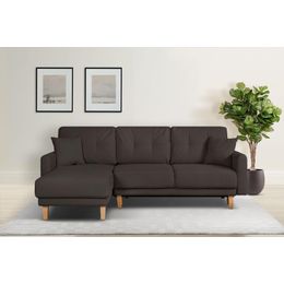 Ecksofa Home Affaire "TRIPLO optionale Schlafsofa mit Bettkasten, Ma&szlig;e B/T/H: 234/164/89 cm", schwarz, B:234cm H:89cm T:164cm, 88% Polyester, 9% Rayon, 3% Nylon, Sofas, Ecksofa, L-Form wahlweise mit Bettfunktion - Liegefl&auml;che 132x210 cm