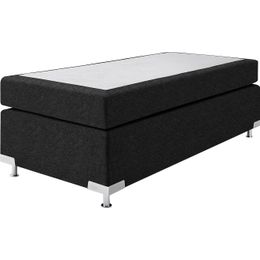 Boxspringbett "Holland", grau (charcoal), B:102cm L:201cm, Strukturstoff (77% Polyester und 23% Viskose), Westfalia Schlafkomfort, Komplettbetten, Boxspringbett, ohne Kopfteil, frei im Raum stellbar