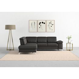 Sit & More Ecksofa SIT & MORE "Cabrio L-Form, B: 274 cm, mit Sitztiefen-, Arm- & Kopfteilverstellung", braun (mokka), B:274cm H:87cm T:230cm, Sofas, Ecksofa, 3 Nierenkissen, Federkern, optional Bettfunktion und Stauraum