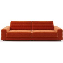 Big-Sofa 3C CANDY "Stripes Megasofa, tolle Verarbeitungsdetails, bequem, Breite 296cm", orange (aperol), B:296cm H:83cm T:125cm, 100% Polyester, Sofas, Big-Sofa, Lose R&uuml;ckenkissen, mit feiner Quersteppung
