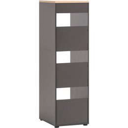 W&auml;scheschrank Schildmeyer "Solea, Breite 45 cm", schwarz (anthrazit, eichehellfarben), B:45,1cm H:154,7cm T:60cm, FSC-zertifizierter Holzwerkstoff, Schr&auml;nke, W&auml;scheschrank, Drei W&auml;schesch&auml;chte, Wechselbarer T&uuml;ranschlag