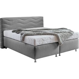 Boxspringbett "Sigma", grau, B:195cm L:210cm, Bezug Bett: Microvelours (100% Polyester) oder Feinstruktur (100% Polyester);Bezug Bonnell-Federkernmatratze: 100% Polyester;Bezug Kaltschaummatratze: 100% Polyester;Bezug Tonnentaschenfederkernmatratze: 80% Baumwolle, 20%Polyester, Westfalia Schlafkomfort, Komplettbetten, Boxspringbett