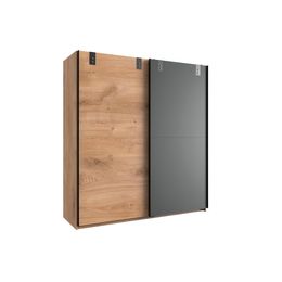 Schwebet&uuml;renschrank wimex "Liverpool, Made in Germany", grau (plankeneiche, nachbildung, abgesetzt graphitfarben), B:180cm H:198cm T:64cm, Schr&auml;nke, Schwebet&uuml;renschrank, Kleiderschrank im Industrial Look, 135 oder 180x64x198cm