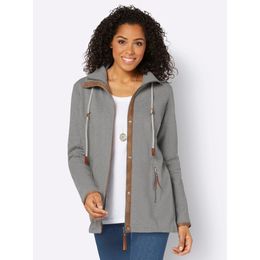 Shirtjacke Casual Looks "Sweatjacke", Damen, Gr. 40, grau (steingrau, meliert), 88% Baumwolle, 12% Polyester, meliert, Shirts Shirtjacke
