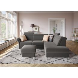Sit & More Ecksofa SIT & MORE "Vincenzo L-Form", grau (dunkelgrau), B:245cm H:84cm T:193cm, Sofas, Ecksofa, inklusive Kopfteilverstellung, wahlweise mit Bettfunktion, Bettkasten