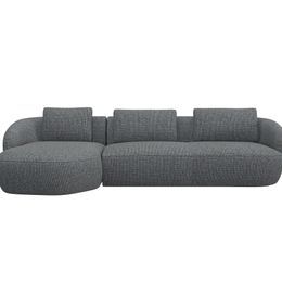 Wohnlandschaft FLEXLUX "Torino, rund, L-Form, Sofa-Ecke mit Recamiere, Longchair-Sofa", gr&uuml;n (moss gr&uuml;n), B:307cm H:85cm T:146cm, 100% Polyester, Sofas, Wohnlandschaft, Modernes, organisches Sofa-Design, Kaltschaum, Wellenunterfederung