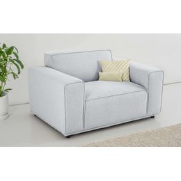 Loveseat Home Affaire "Avelin, 1.5 Sitzer, 140 cm, Chenille, Struktur-Boucle", silber, B:140cm H:75cm T:96cm, 100% polyester, Sessel, Loveseat, mit Wellenunterfederung, Kedernaht, bodentief, Skandi-Design