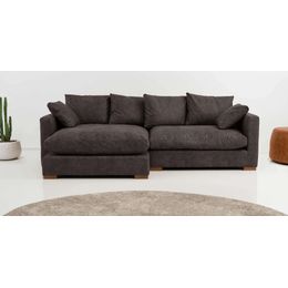 Ecksofa Home Affaire "Coray", grau (anthrazit), B:266cm H:80cm T:153cm, 100% Polyester, Sofas, Ecksofa, Breite 266 cm, extra weich und kuschelig, mit Federn und Daunen