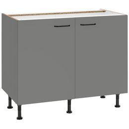 Unterschrank Optifit "Elga", grau (basaltgrau, basaltgrau), B:100cm H:87cm T:58,4cm, Holzwerkstoff, Schr&auml;nke, Unterschrank, mit Soft-Close-Funktion, h&ouml;henverstellbare F&uuml;&szlig;e, Breite 100 cm