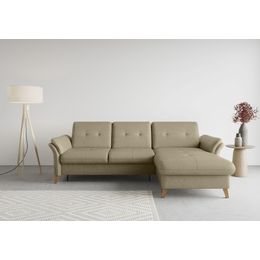 Sit & More Ecksofa SIT & MORE "G&ouml;teborg", beige, B:268cm H:90cm T:176cm, Sofas, Ecksofa, Sitztiefenverstellung und Federkern, wahlweise mit Bettfunktion