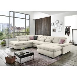 Ecksofa DIE PLANBAR "MP-IN16012 L-Form, mit Federkern-Polsterung", beige (natur), B:371cm H:85cm T:195cm, 85% Polyester;15% Nylon, Sofas, Ecksofa, inkl. Sitztiefenverstellung wahlweise mit weiteren Funktionen