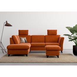 Ecksofa Home Affaire "Trelleborg L-Form", rosa (kupfer), B:252cm H:86cm T:213cm, 95% Polyester, 5% Polyamid, Sofas, Ecksofa, wahlweise mit Bettfunktion und Bettkasten, inkl. Federkern-Polsterung