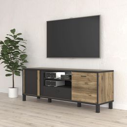 Lowboard FORTE "Hayato", beige (schwarz, alpine kiefer), B:154,5cm H:56,4cm T:42cm, Dekorfolie, FSC-zertifizierter Holzwerkstoff, Sideboards, Lowboard, TV-Schrank, TV-Board, Breite ca. 154 cm