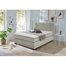 Jockenh&ouml;fer Boxspringbett JOCKENH&Ouml;FER GRUPPE "Family, inklusive 7-Zonen-TTFK-Matratzen und Kaltschaumtopper", beige (beige 403, 07), B:150cm L:213cm, Bezug Bett: Microfaser (100% Polyester);Topper und Matratzenspiegel: 100% Polyester, Komplettbetten, Boxspringbett, erh&auml;ltlich in den Breiten 120,140 & 180cm