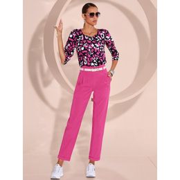 CR&Eacute;ATION L Schlupfbluse CREATION L, Damen, Gr. 44, pink (fuchsia, schwarz, bedruckt), 100% Viskose, gemustert, Rundhals, Blusen Schlupfbluse