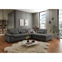 Ecksofa DIE PLANBAR "MP-IN16012 L-Form mit Federkern-Polsterung", grau, B:312cm H:85cm T:260cm, 85% Polyester;15% Nylon, Sofas, Ecksofa, inkl. Sitztiefenverstellung, optional mit Funktionen