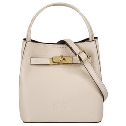 Umh&auml;ngetasche CLUTY, Damen, Gr. B/H/T: 18cm x 19cm x 13cm onesize, beige, Leder, leicht gl&auml;nzend, unifarben, Taschen Umh&auml;ngetasche, echt Leder, Made in Italy