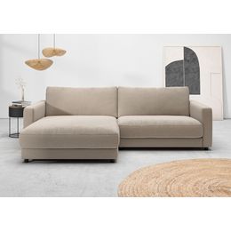 Ecksofa Home Affaire "Ecksofa Jiro, L-Form, gro&szlig;e Sitztiefe, Breite 265 cm", taupe, B:265cm H:85cm T:190cm, 85% Polyester, 15% Viskose, Sofas, Ecksofa, lose Sitz- & R&uuml;ckenkissen, weicher Polsteraufbau, komfortabel & modern