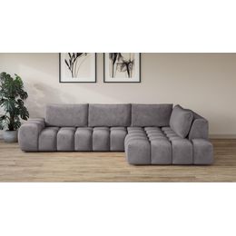 Ecksofa OTTO HOME "AZITA L-Form, XXL 352 cm Designsofa in Bubble-Opitk", grau (dunkelgrau), B:352cm H:72cm T:210cm, 100% Polyester, Sofas, Ecksofa, lose R&uuml;ckenkissen, traumhafte Steppung