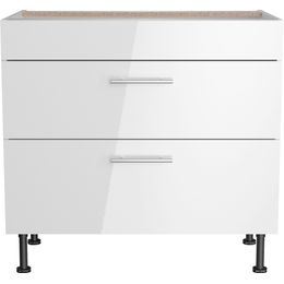 Unterschrank Optifit "Klara", wei&szlig; (wei&szlig; lackiert, wei&szlig;), B:90cm H:87cm T:58,4cm, Holzwerkstoff, Schr&auml;nke, Unterschrank, Breite 90 cm