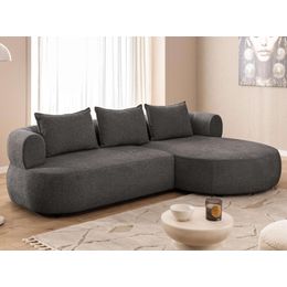 Ecksofa Home Affaire "LUSSAC L-Form Design-Sofa mit Zierkissen, Ma&szlig;e B/T/H: 257/159/78 cm", dunkelgrau, B:257cm H:78cm T:159cm, 100% Polyester, Sofas, Ecksofa, hoher Sitzkomfort und modernes Design, Sofa ohne Bettfunktion