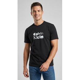 T-Shirt Calvin Klein "SS 30S EU Calvin Klein BOLD GRAP", Herren, Gr. XXL, schwarz, Web, Obermaterial: 100% Baumwolle, unifarben, regular fit normal, Rundhals, eingesetzt abgesteppte Kante, Shirts T-Shirt, Mit Rundhalsausschnitt, regular fit
