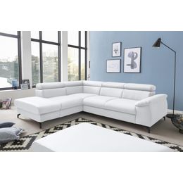 Ecksofa COTTA "Kitty L-Form, B: 249 cm", wei&szlig;, B:249cm H:72cm T:207cm, Microfaser (100% Polyester);Flachgewebe (100% Polyester), Sofas, Ecksofa, mit Kopfteilverstellung, optional Bettfunktion & Bettkasten