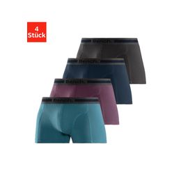 Boxer Bench. "Boxershorts f&uuml;r Herren", Herren, Gr. L, 4 Stk., bunt (blau, bordeaux, anthrazit, petrol), Jersey, Obermaterial: 95% Baumwolle, 5% Elasthan, unifarben, Unterhosen Boxer, Unterhosen mit Overlock-N&auml;hten vorn