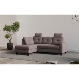 Ecksofa Home Affaire "Varese", grau (taupe), B:226cm H:91cm T:170cm, 90% Polyester 10% Polyamid, Sofas, Ecksofa, wahlweise mit Bettfunktion und Bettkasten