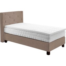 Boxspringbett, beige (schwarz beige), B:105cm L:210cm, Bezug: 80% Baumwolle/20% Polyester, Westfalia Schlafkomfort, Komplettbetten, Boxspringbett, wahlweise mit Topper