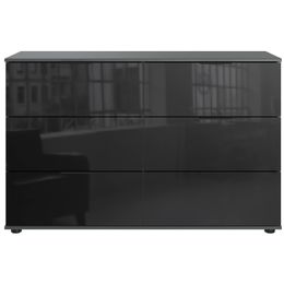 Schubkastenkommode wimex "Saigon", schwarz (graphit, glas schwarz), B:130cm H:83cm T:41cm, Holzwerkstoff, Sideboards, Schubkastenkommode, mit 6 Schubladen, wahlweise Glas-oder Spiegelfronten