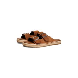 Pantolette Tommy Hilfiger "FLEX JUTTE HILFIGER SUEDE SANDAL", Herren, Gr. 41, braun, Veloursleder, Schuhe Pantolette, Sommerschuh, Schlupfschuh mit verstellbaren Schnallen